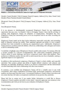 Carta de Recomendación Laboral en Inglés【 3 Modelos Gratis
